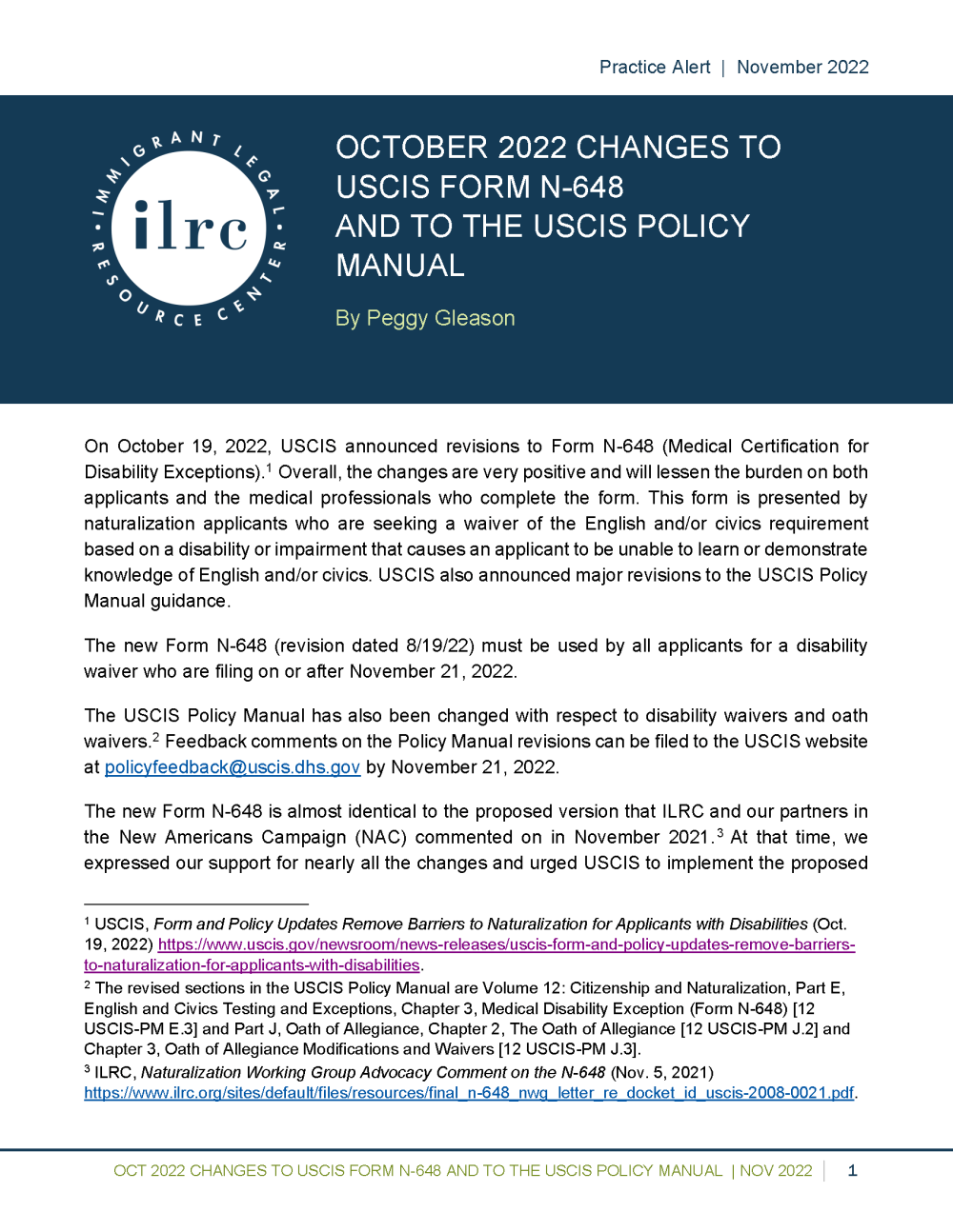 Alert-October 2022 Changes to USCIS FORM N-648 and to the USCIS Policy ...