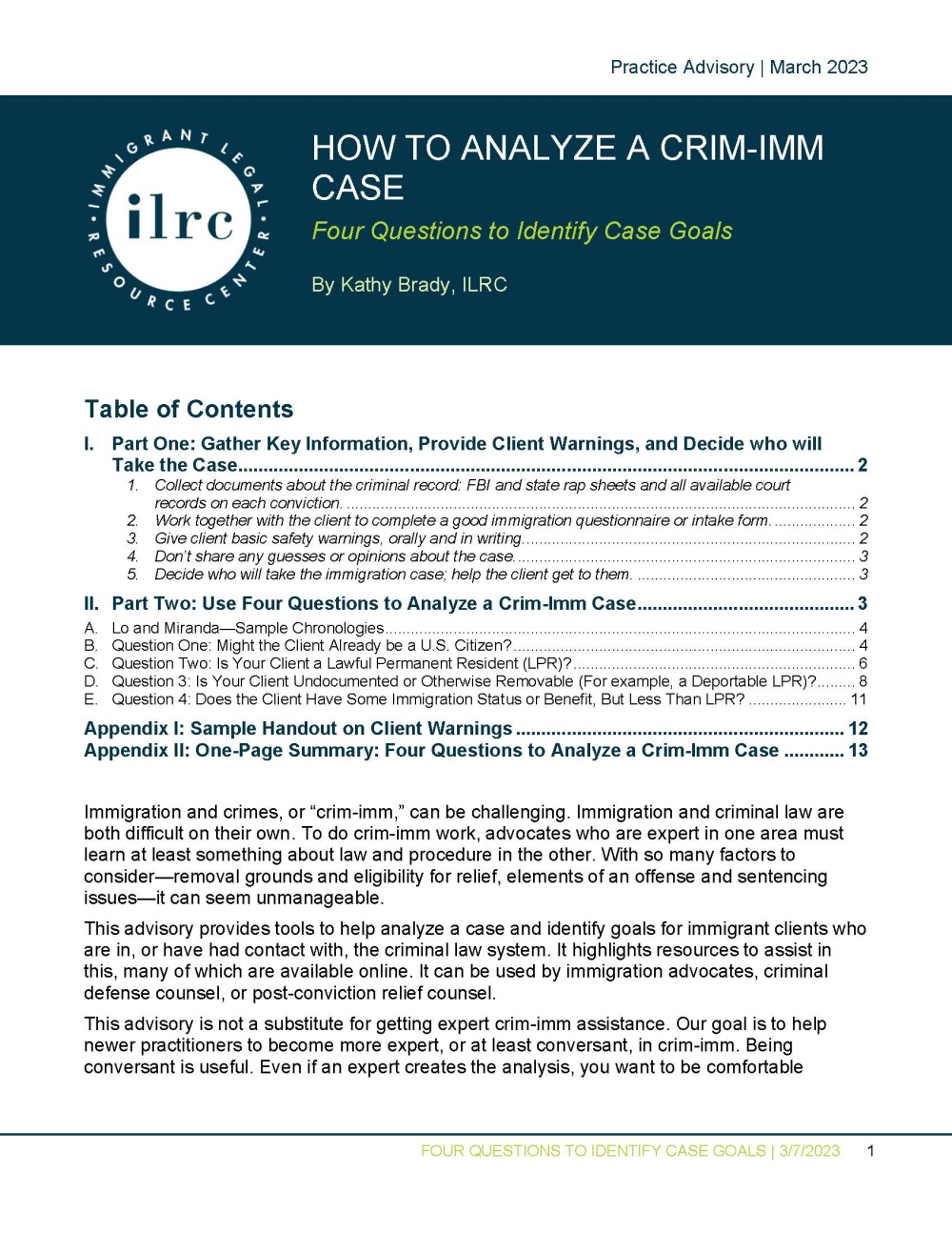 How to Analyze a Crim-Imm Case: Four Questions to Identify Case Goals ...