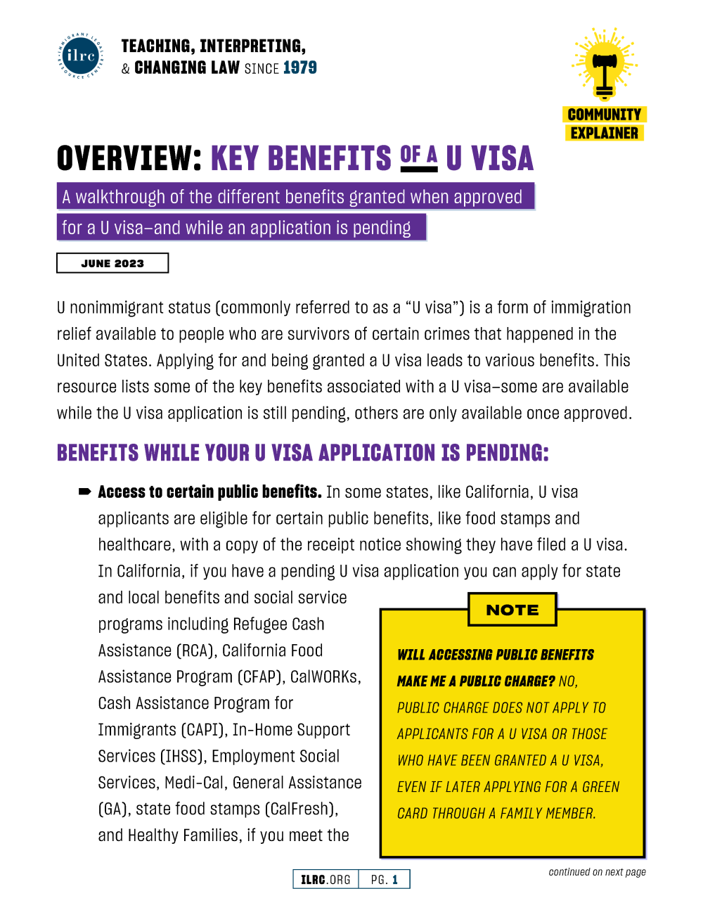 Key Benefits of a U Visa | Immigrant Legal Resource Center | ILRC