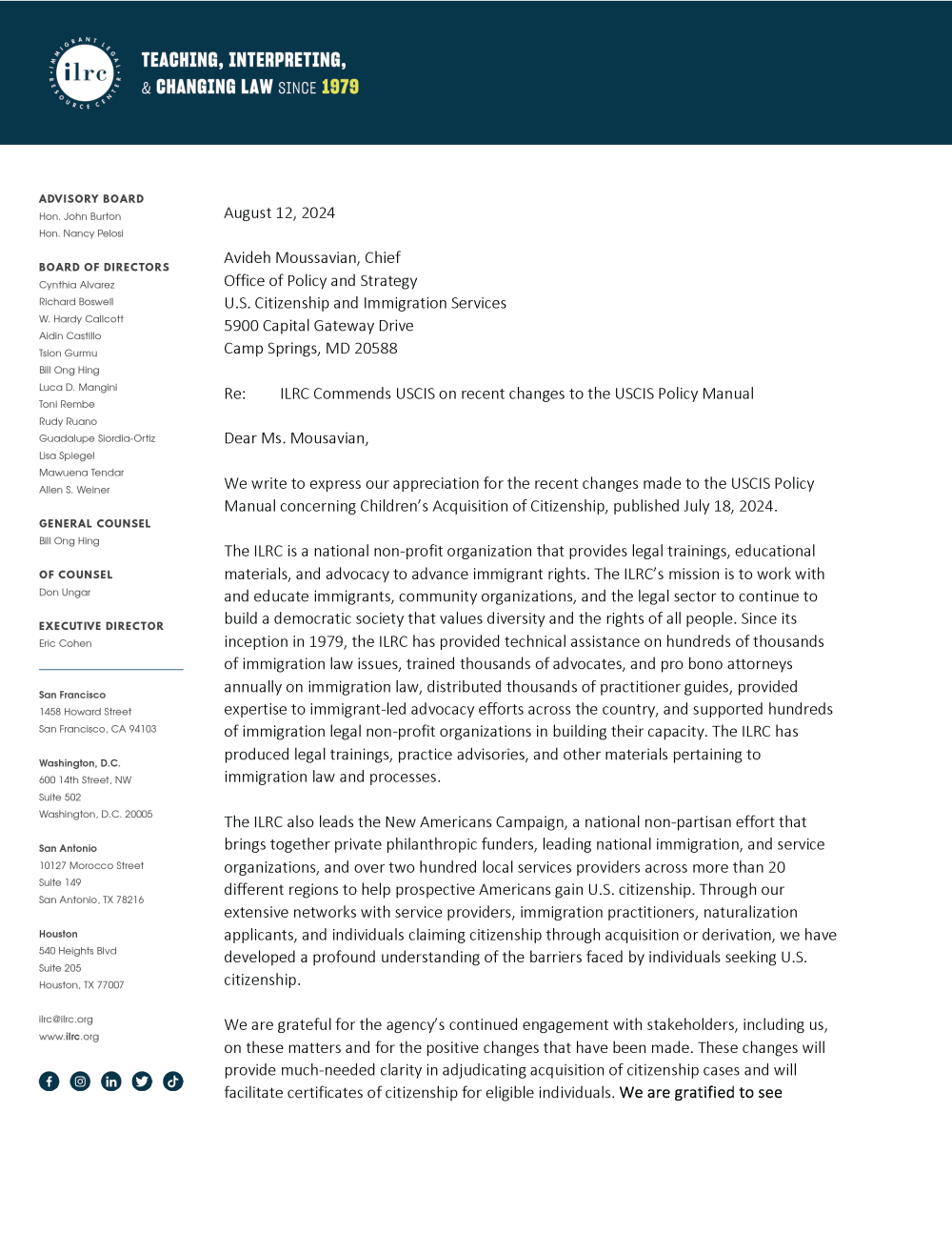 Areas of Expertise | Immigrant Legal Resource Center | ILRC