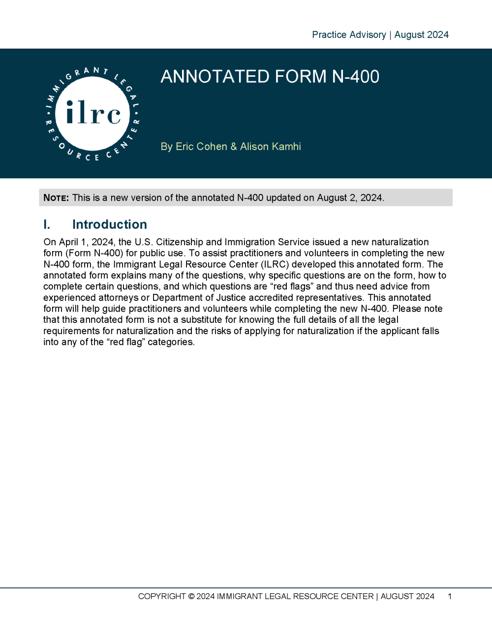 New N-400 Annotated Version | Immigrant Legal Resource Center | ILRC
