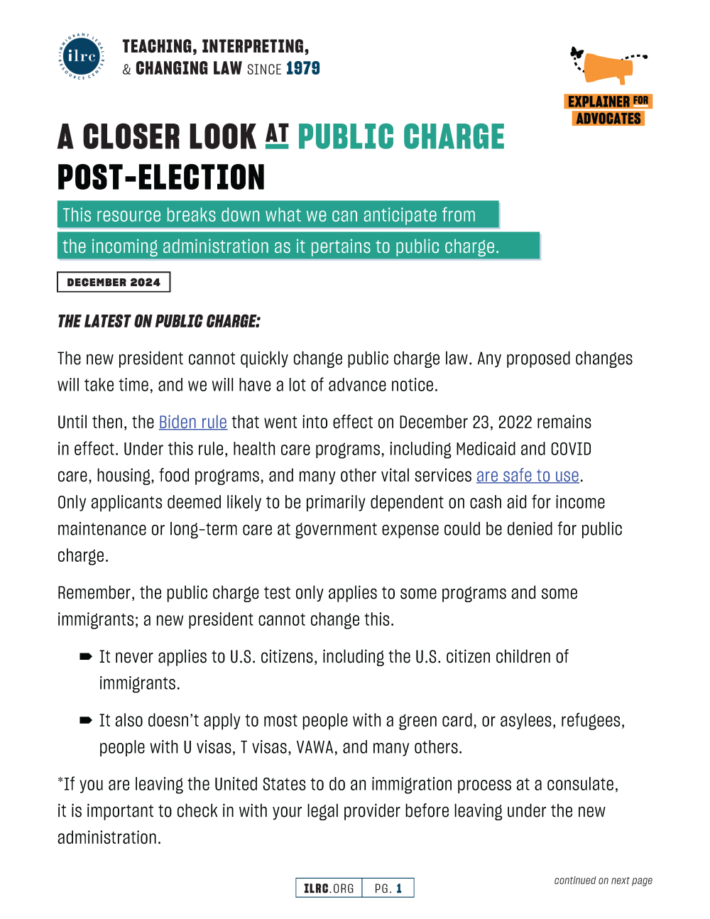 Closer Look at Public Charge Post-Election | Immigrant Legal Resource ...