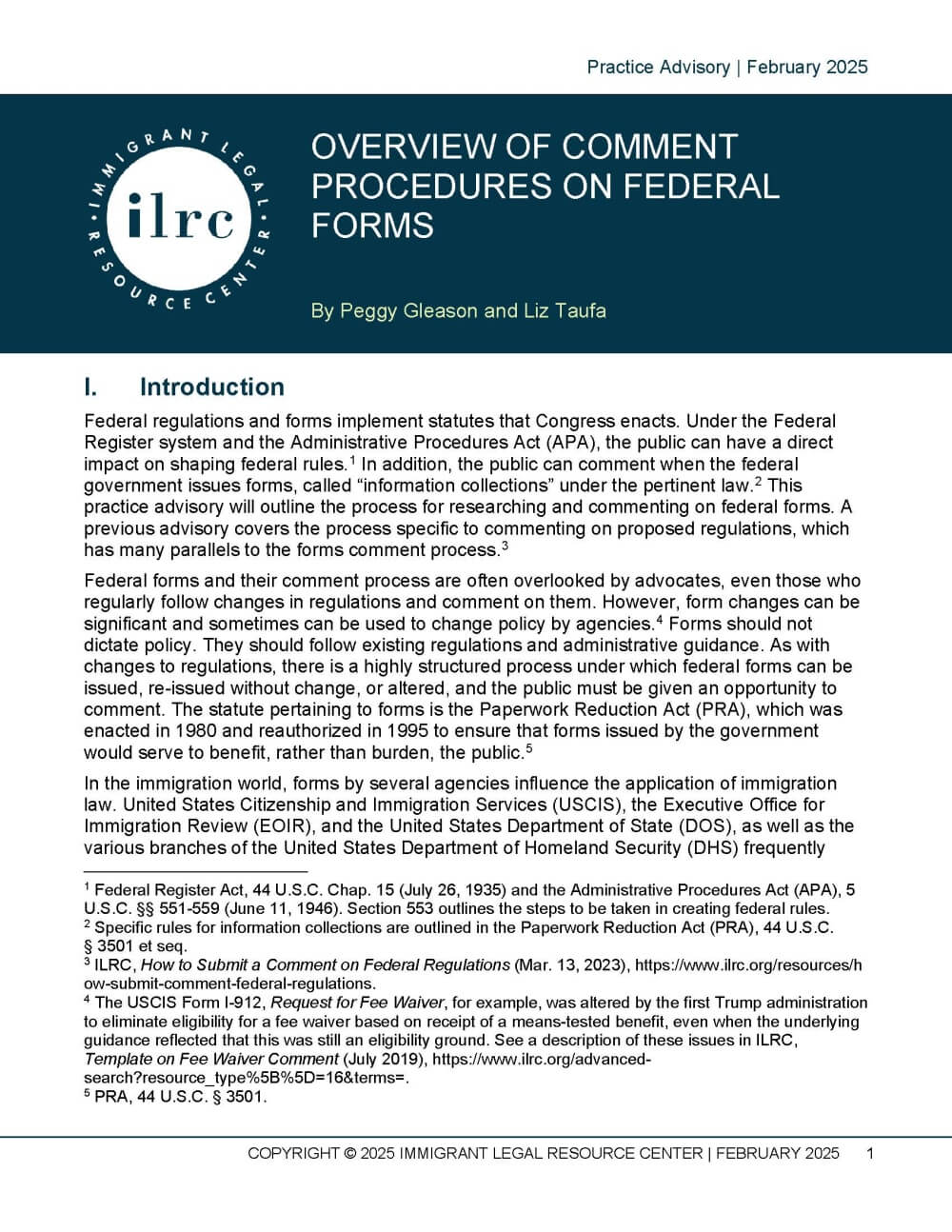 Overview of Comment Procedures on Federal Forms | Immigrant Legal ...