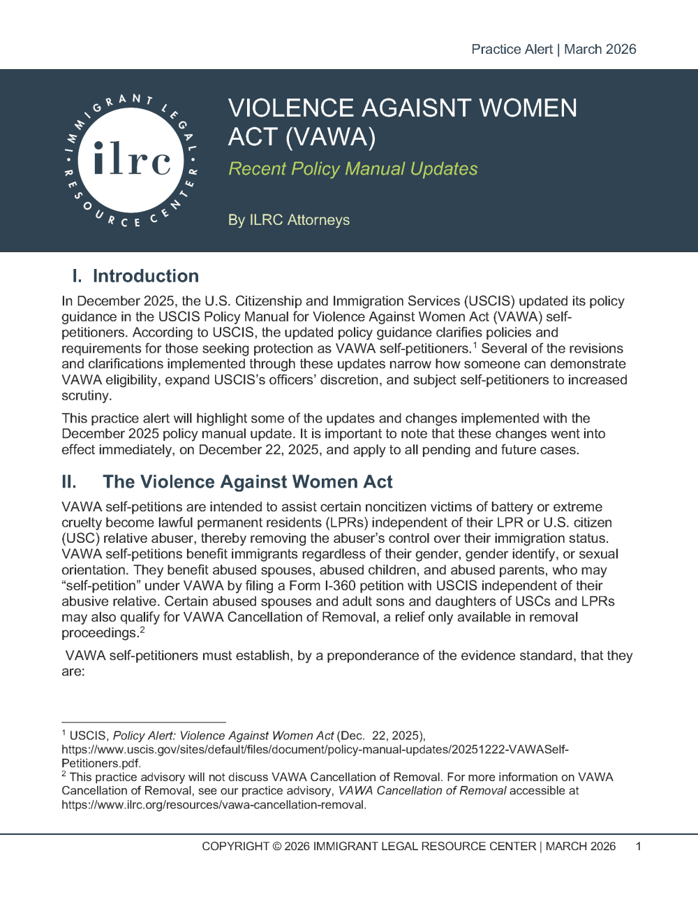 VAWA: Recent Significant Updates and Practice Tips | Immigrant Legal ...