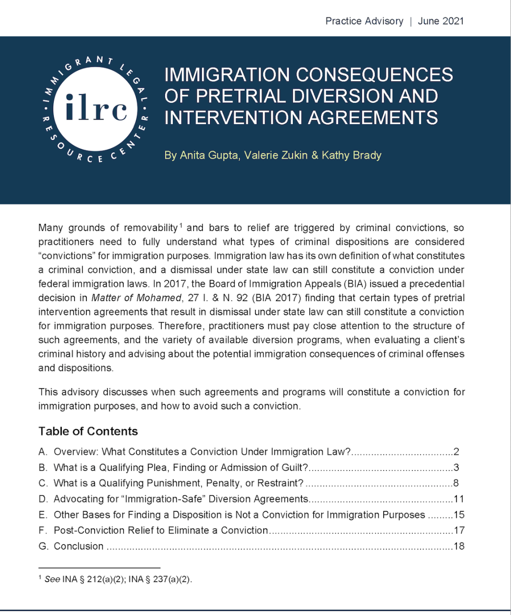 Immigration Consequences of Pretrial Diversion and Intervention ...