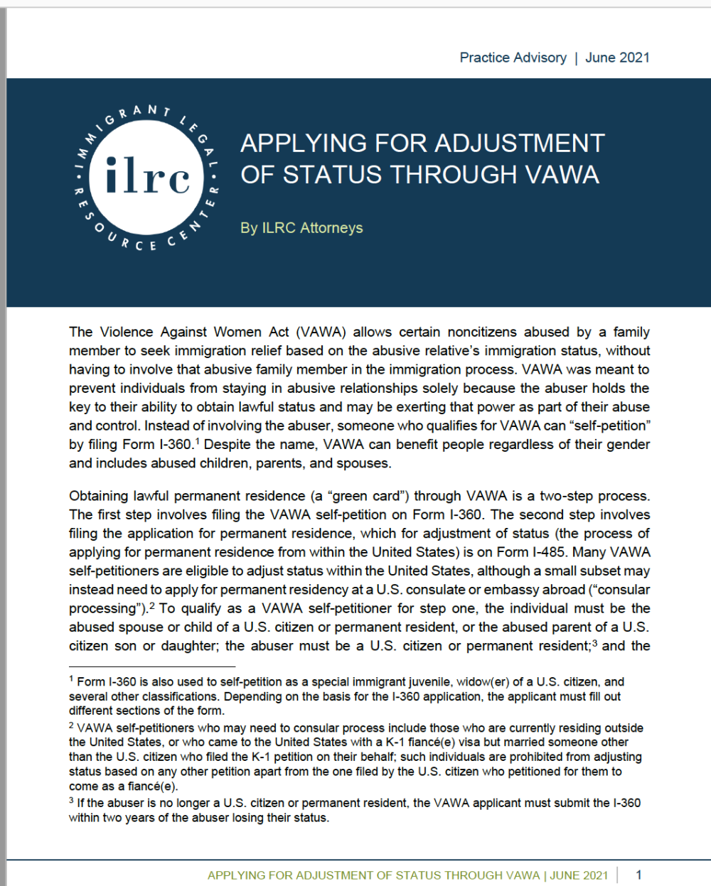 Applying for Adjustment of Status Through VAWA | Immigrant Legal ... Applying for Adjustment of Status Through VAWA | Immigrant Legal ...