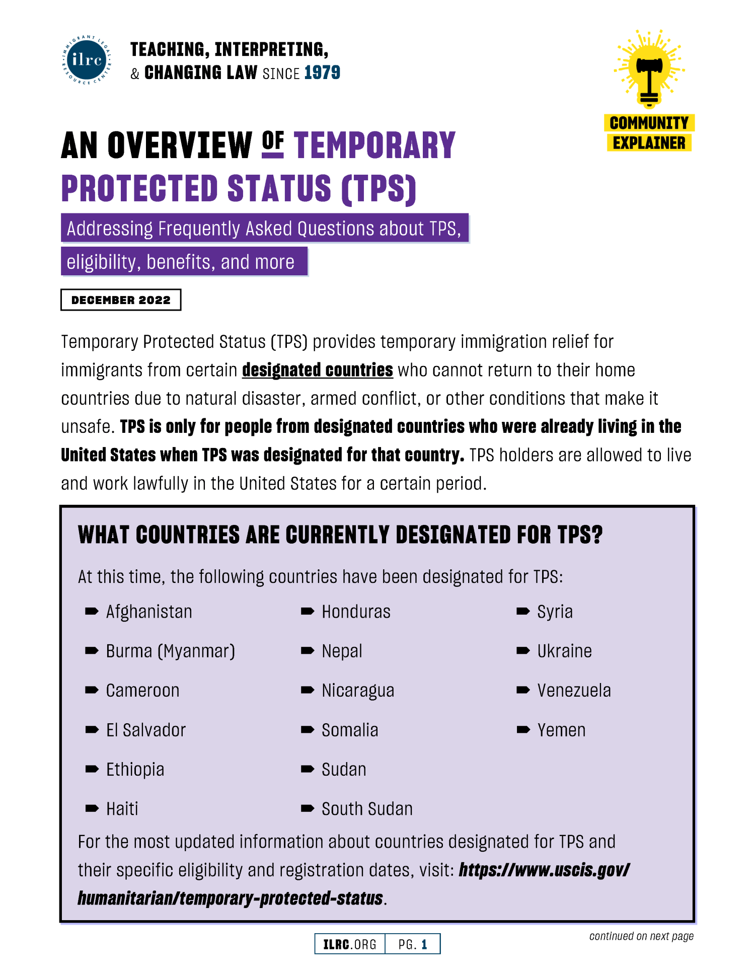 An Overview of Temporary Protected Status (TPS) | Immigrant Legal ...
