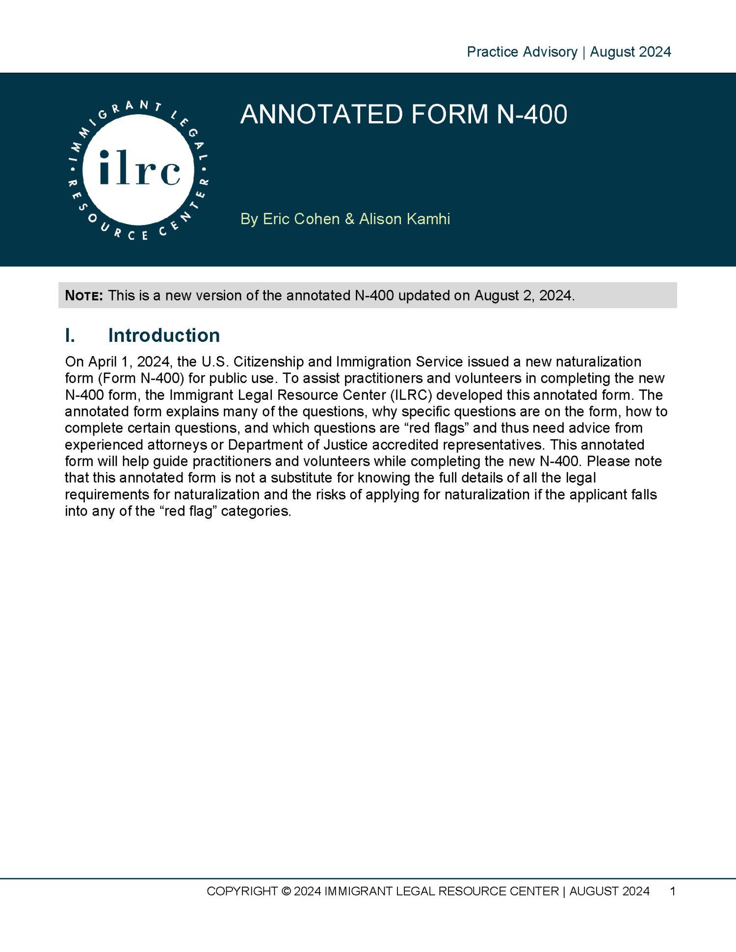 New N-400 Annotated Version | Immigrant Legal Resource Center | ILRC