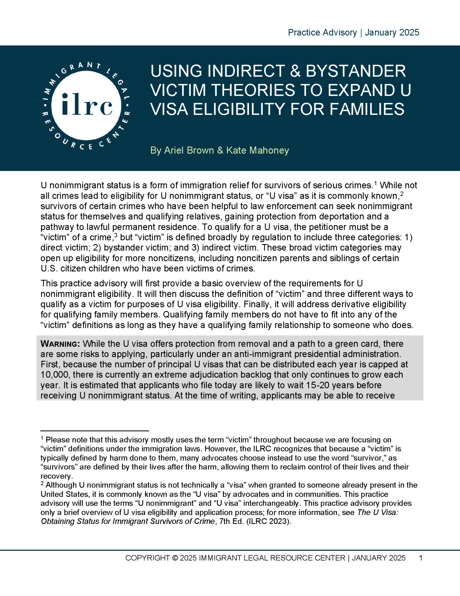 Using Indirect & Bystander Victim Theories to Expand U Visa Eligibility ...