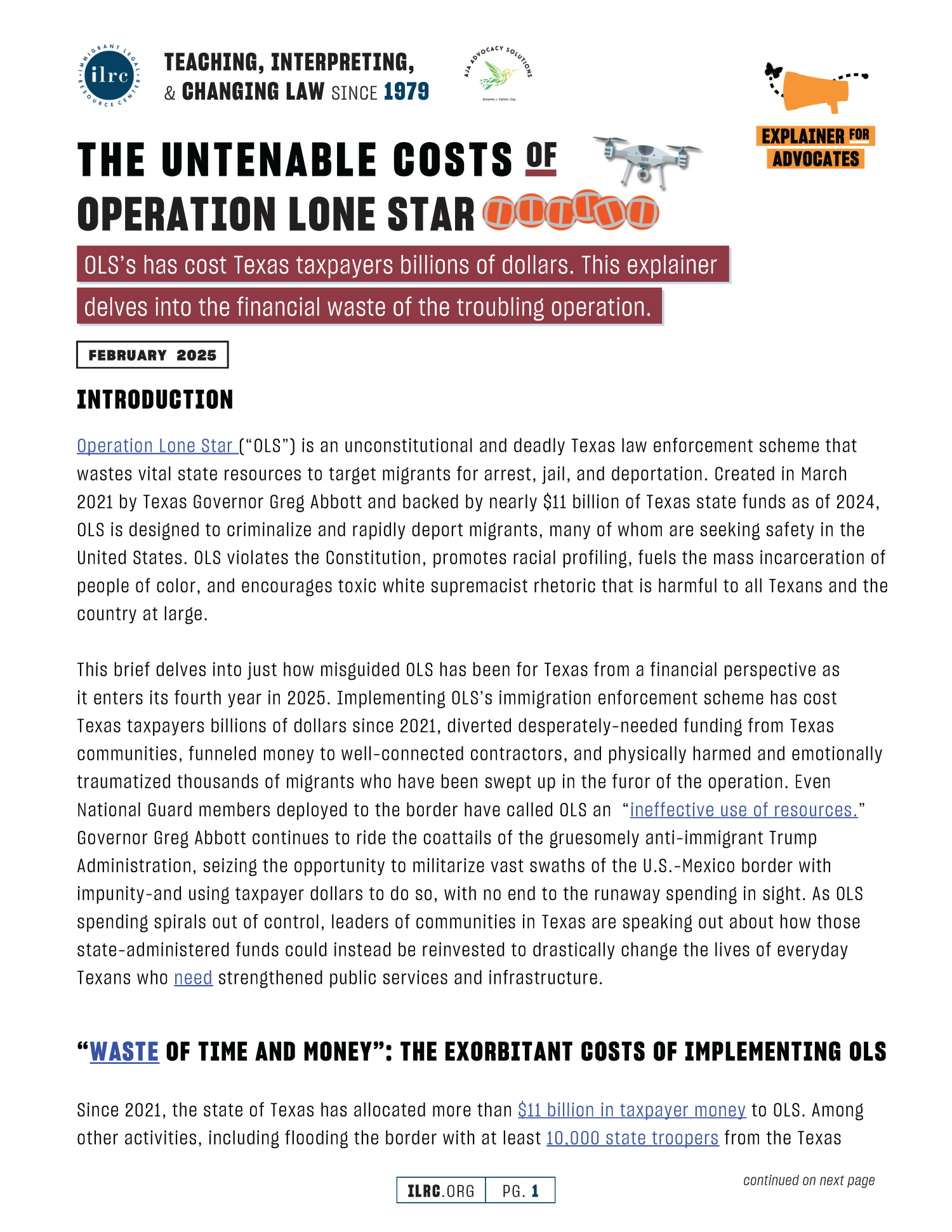 The Untenable Costs of Operation Lone Star (OLS) | Immigrant Legal ...