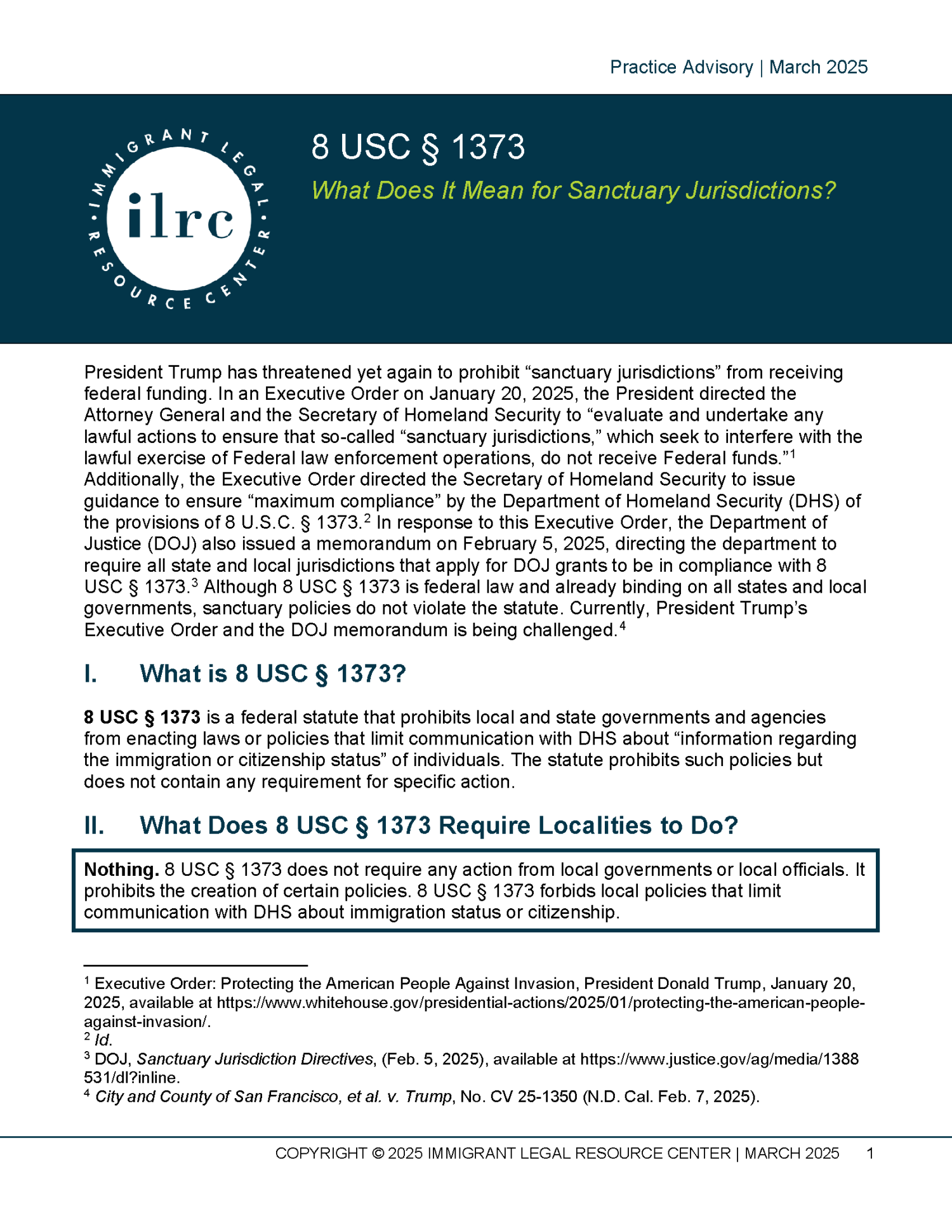 Fact Sheet on Sanctuary Policies and 8 USC 1373 | Immigrant Legal ...