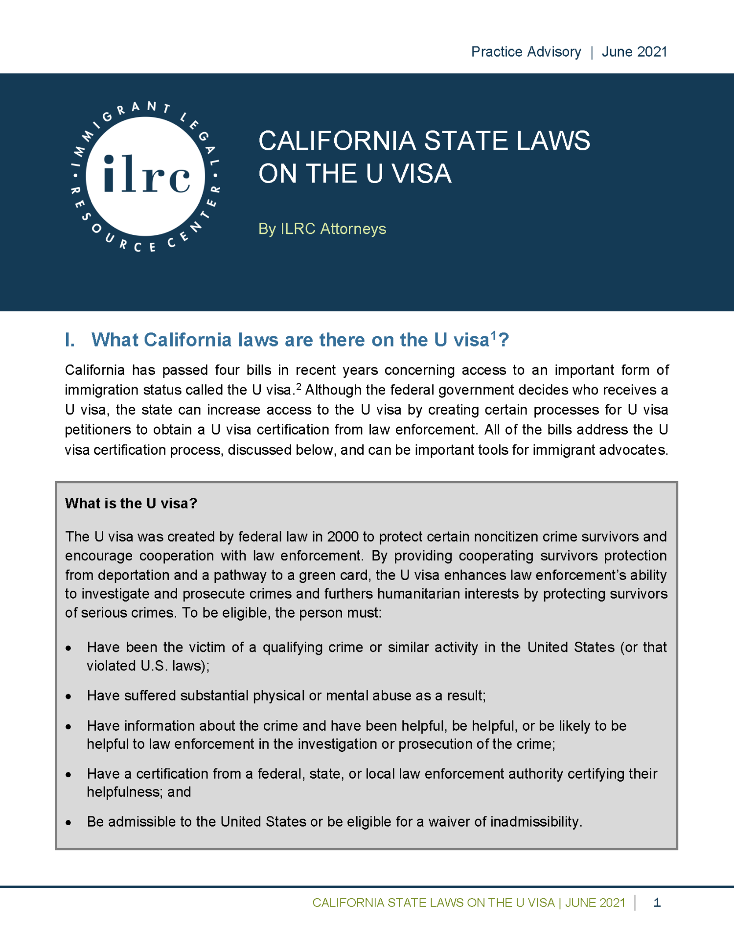 California State Laws on the U Visa | Immigrant Legal Resource Center ...