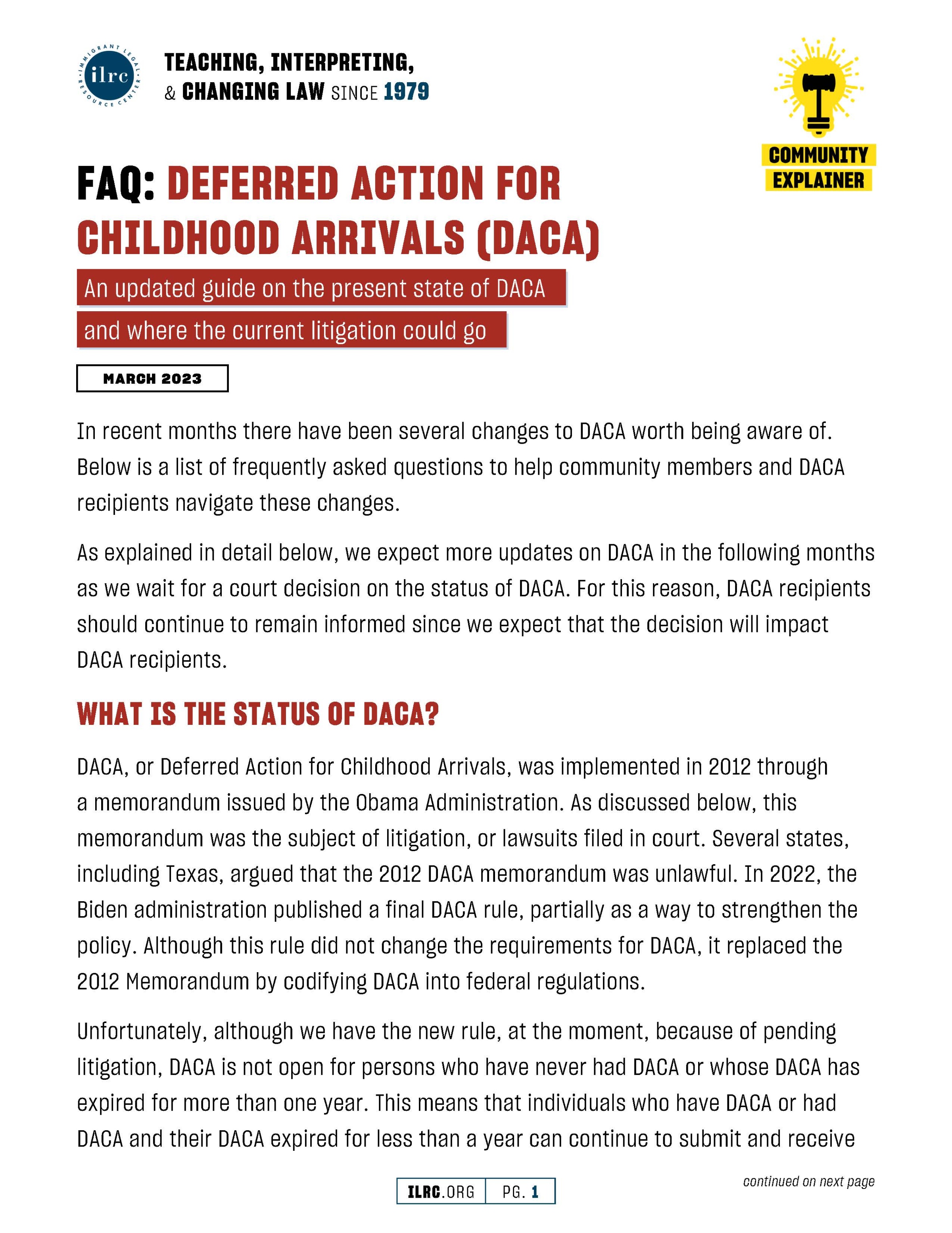 FAQ: Deferred Action for Childhood Arrivals (DACA) [March 2023 ...
