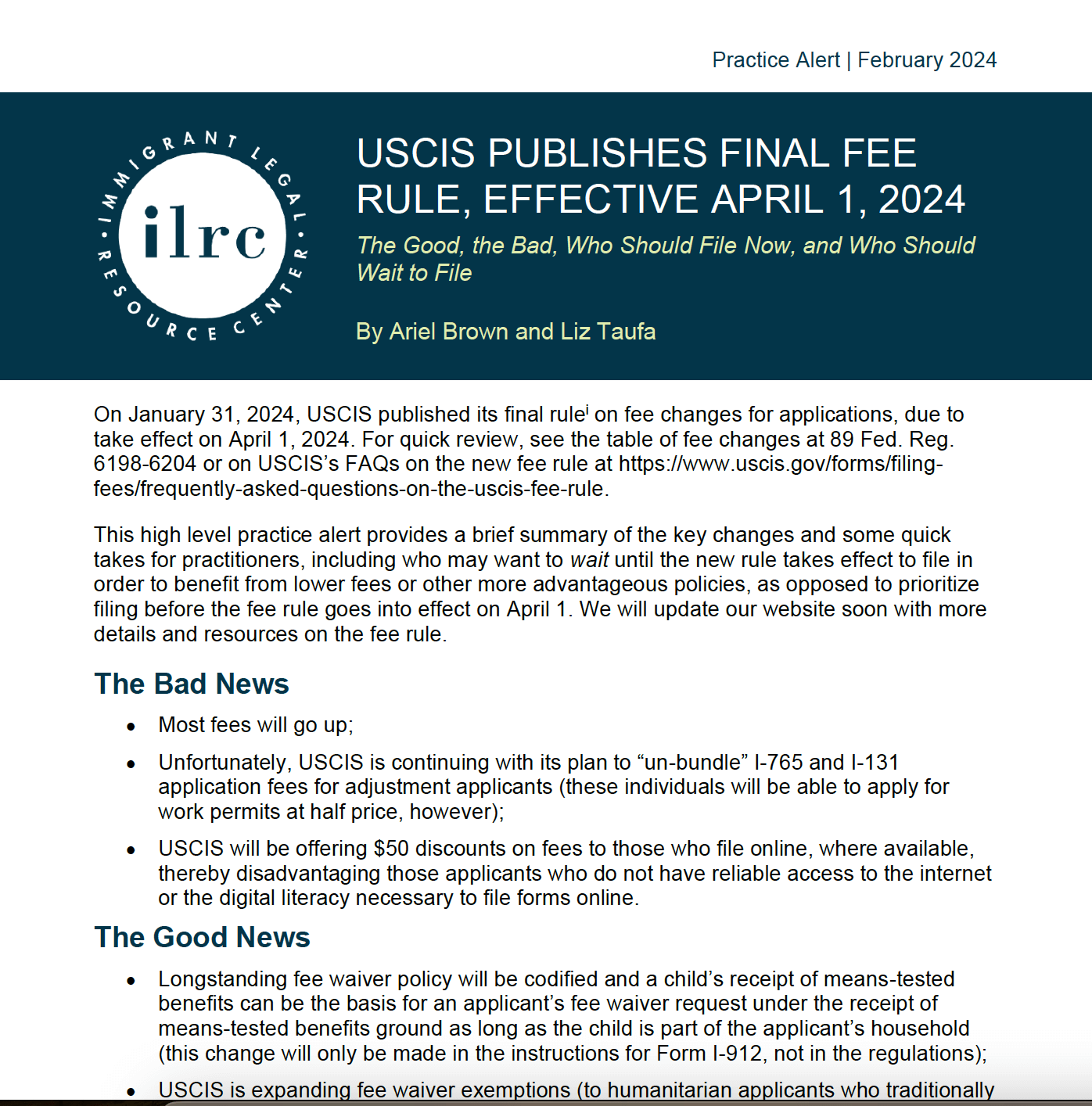 Practice Alert: USCIS Publishes Final Fee Rule, Effective April 1, 2024 ...