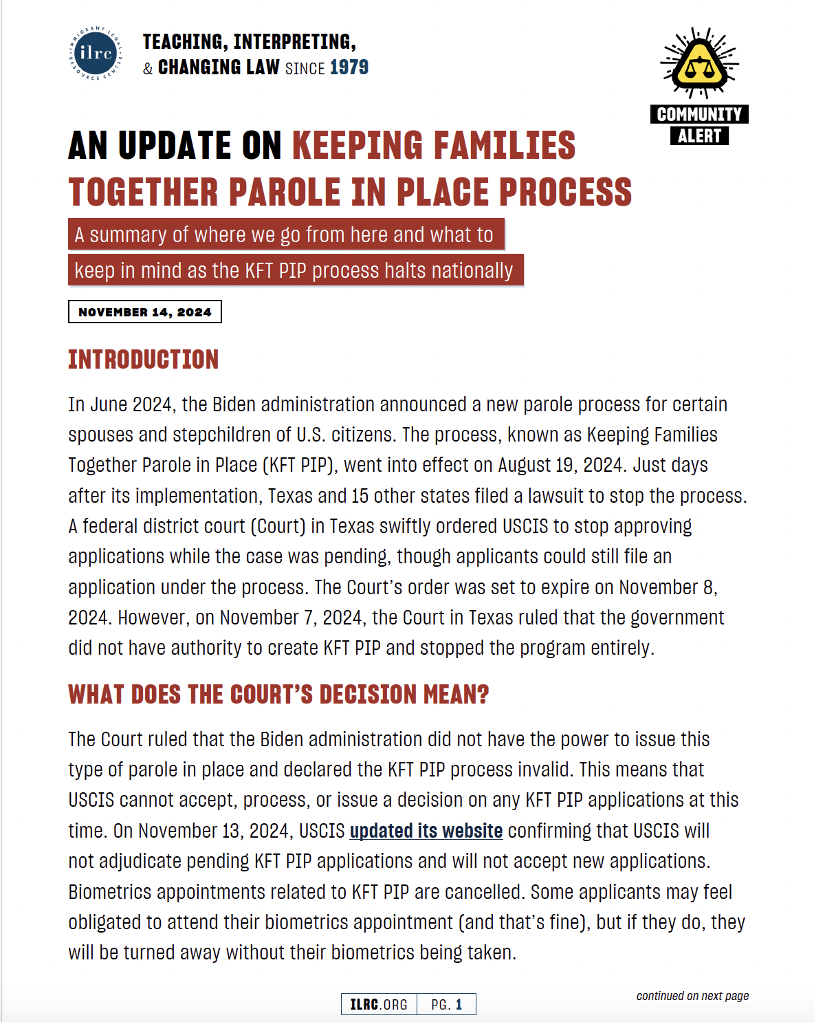An Update on Keeping Families Together Parole in Place Process ...