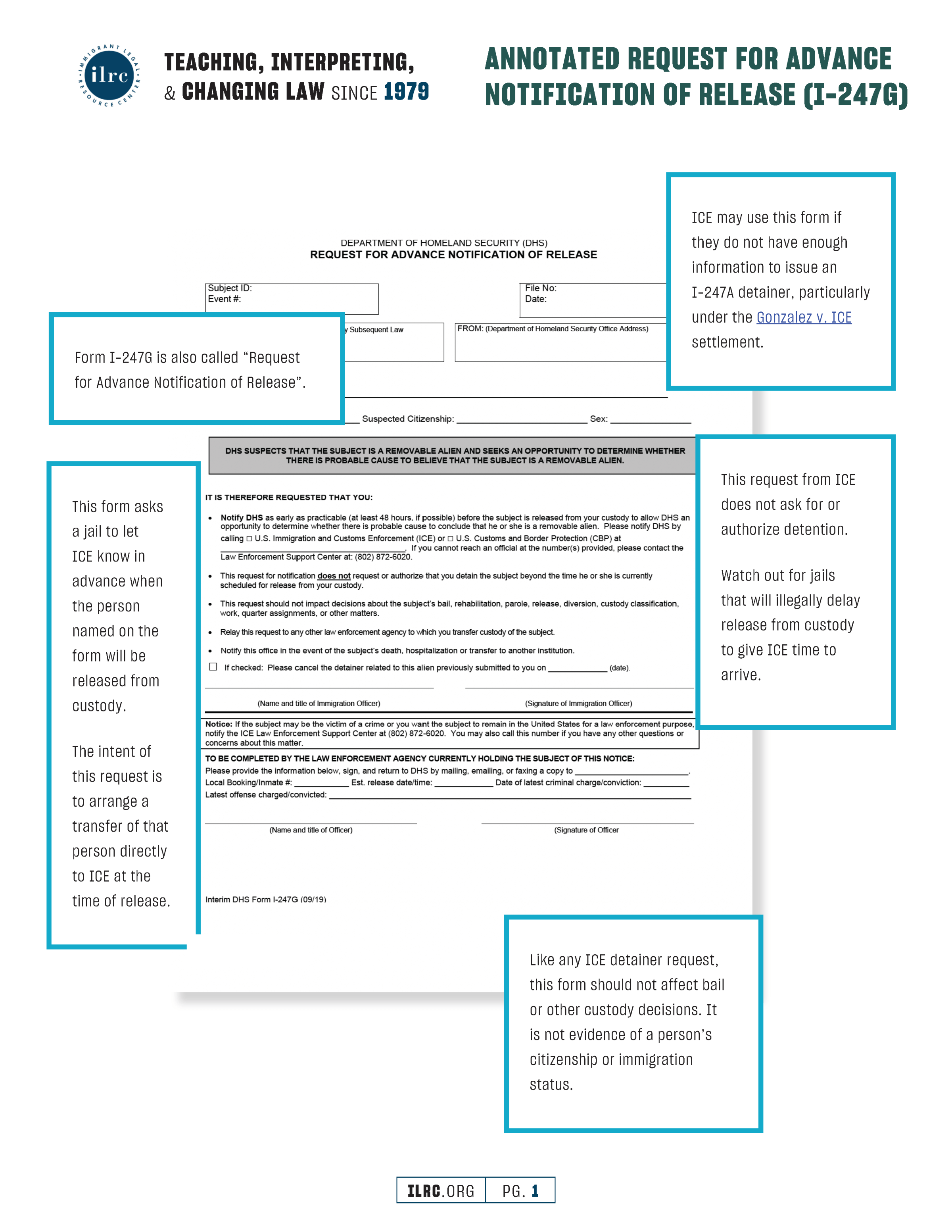 Annotated I-247G | Immigrant Legal Resource Center | ILRC