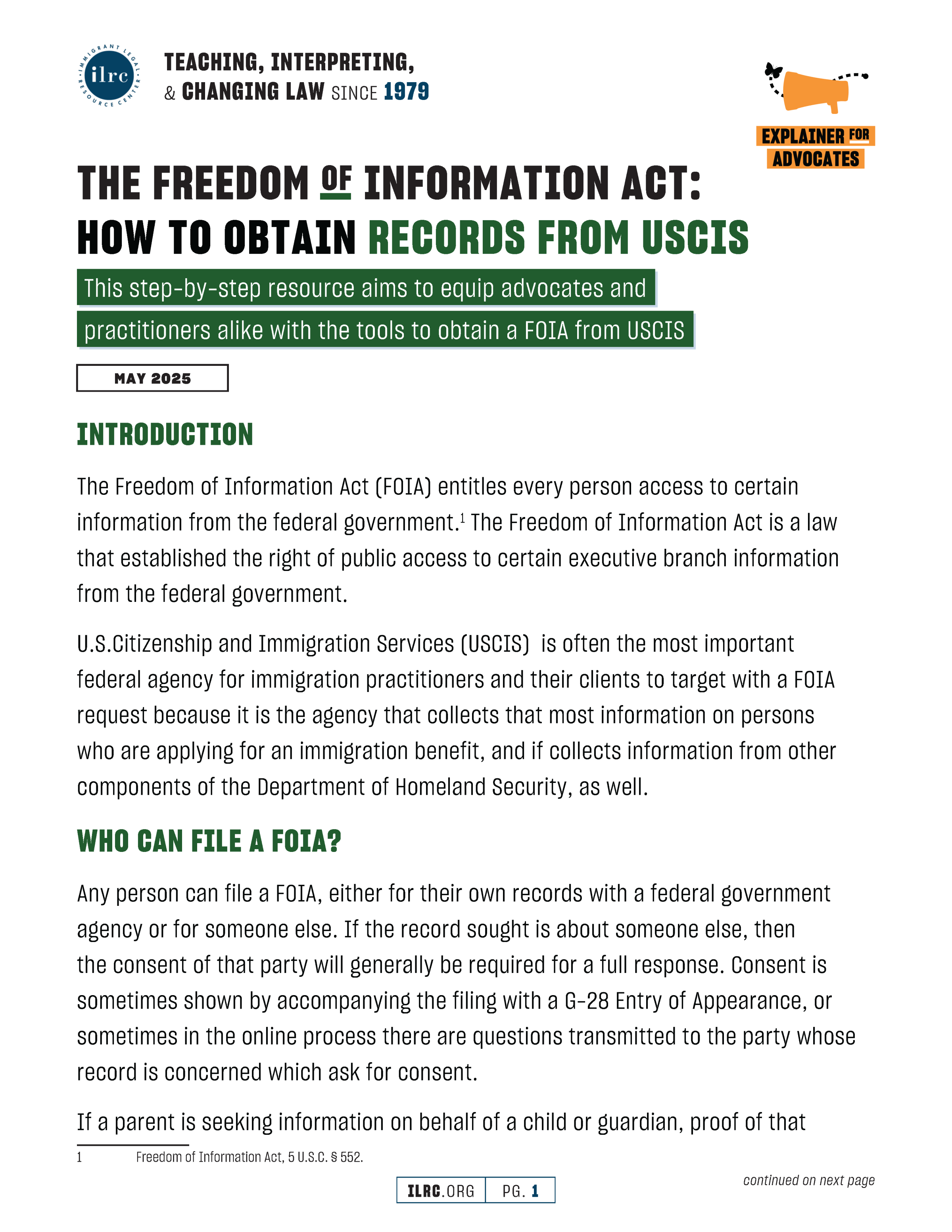 Community Resource on Freedom of Information Act Requests | Immigrant ...