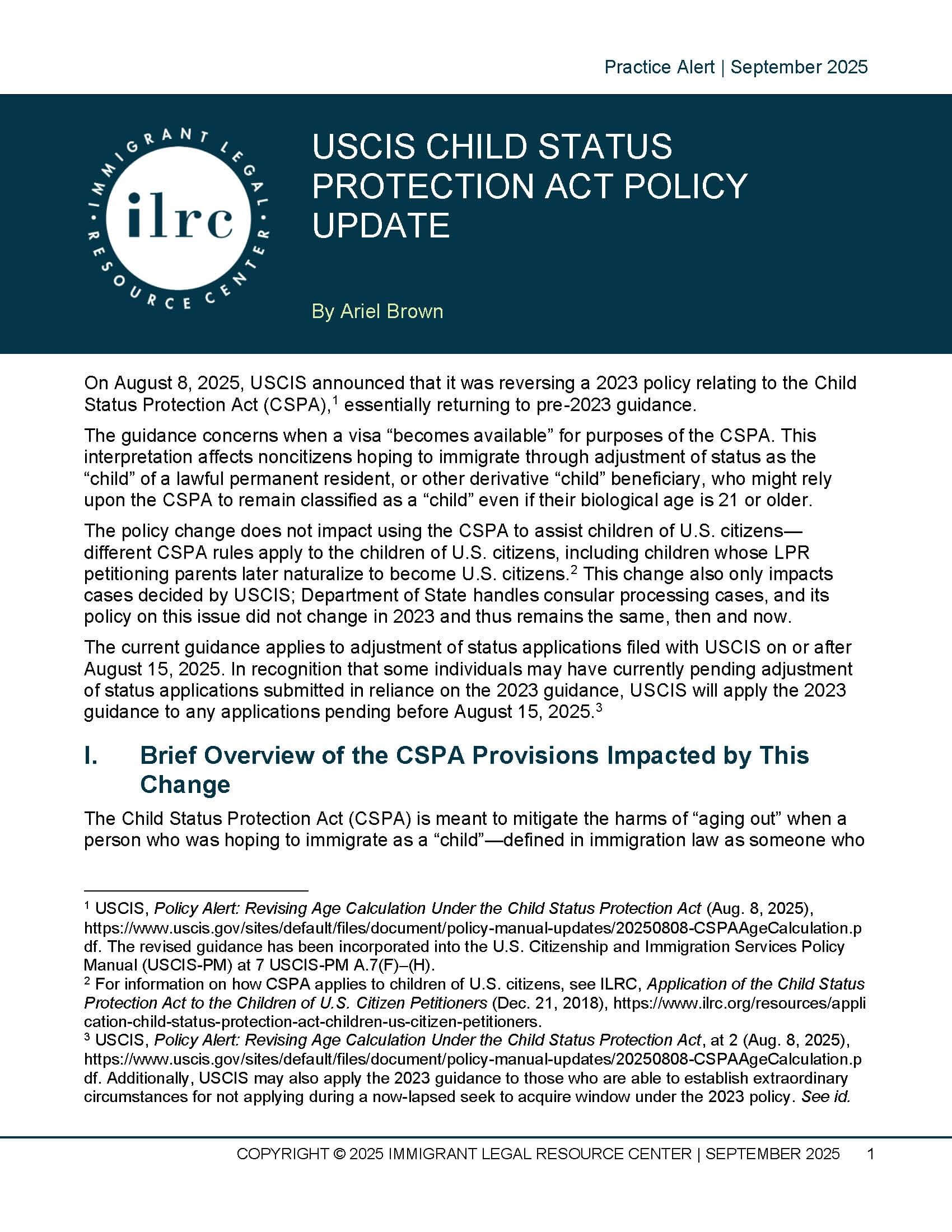 USCIS Child Status Protection Act Policy Update | Immigrant Legal ...