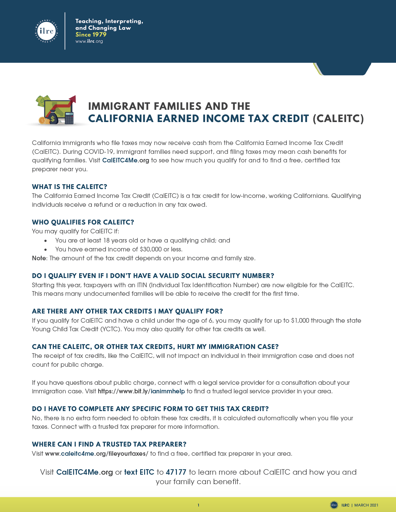 Immigrant Families and the California Earned Income Tax Credit (CalEITC ...