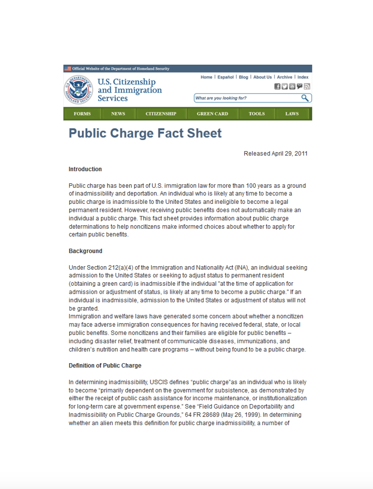 USCIS Public Charge Fact Sheet | Immigrant Legal Resource Center | ILRC