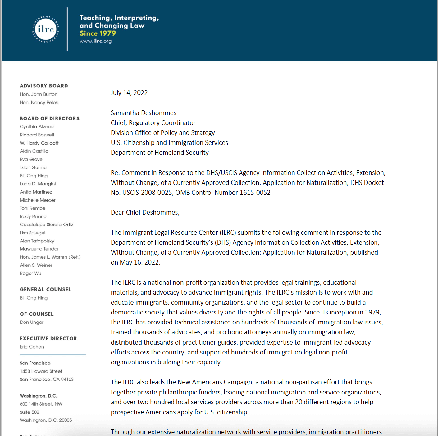 Comment on Form N-400, Application for Naturalization | Immigrant Legal ...