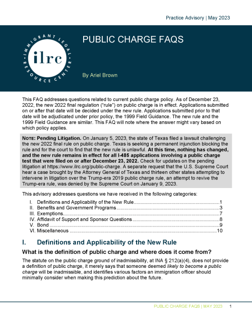 Public Charge FAQs | Immigrant Legal Resource Center | ILRC