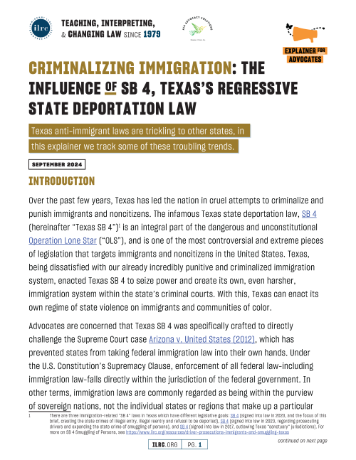 Criminalizing Immigration: The Influence of SB 4, Texas's Regressive ...