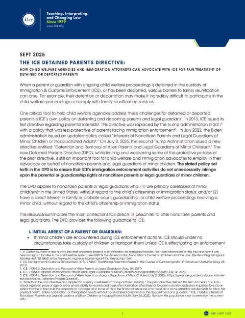 The ICE Detained Parents Directive: How Child Welfare Agencies and ...