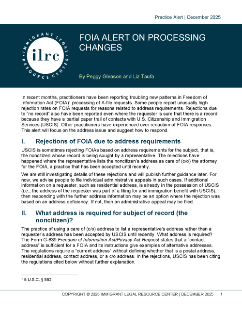 FOIA Alert on Processing Changes – December 2025 | Immigrant Legal ...