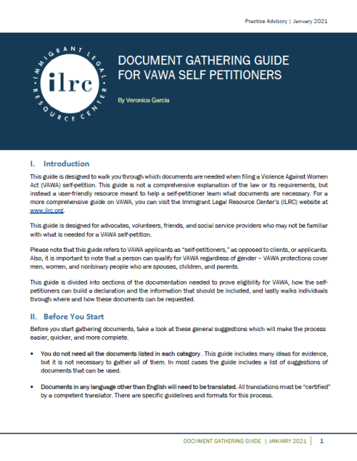 Document Gathering Guide for VAWA Self-Petitioners | Immigrant Legal ...