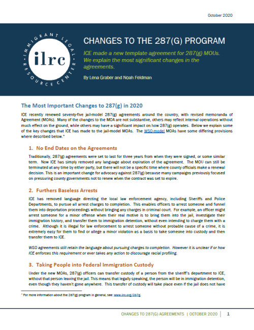 Changes to the 287(g) Program | Immigrant Legal Resource Center | ILRC