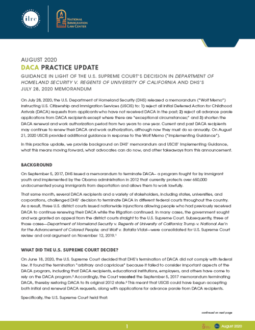DACA Supreme Court Case Summary & Practice Update | Immigrant Legal ...