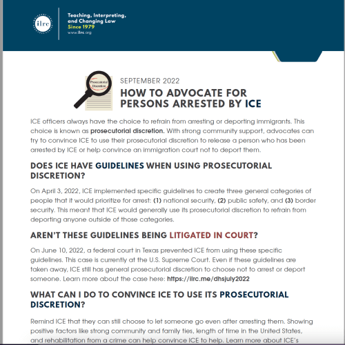How to Advocate for Persons Arrested by ICE | Immigrant Legal Resource ...