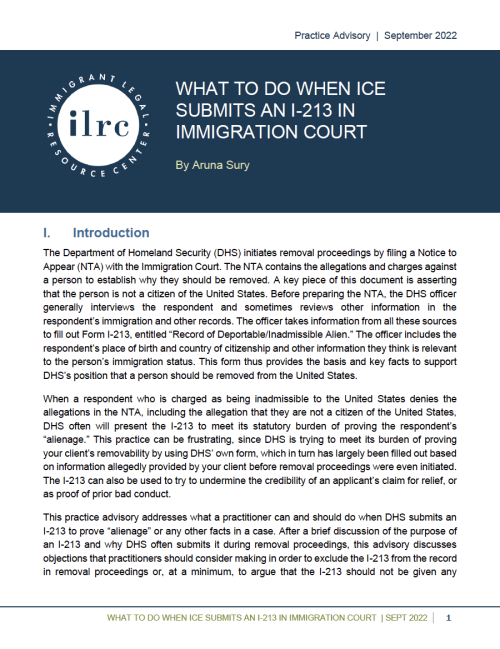 What To Do When ICE Submits an I-213 in Immigration Court | Immigrant ...