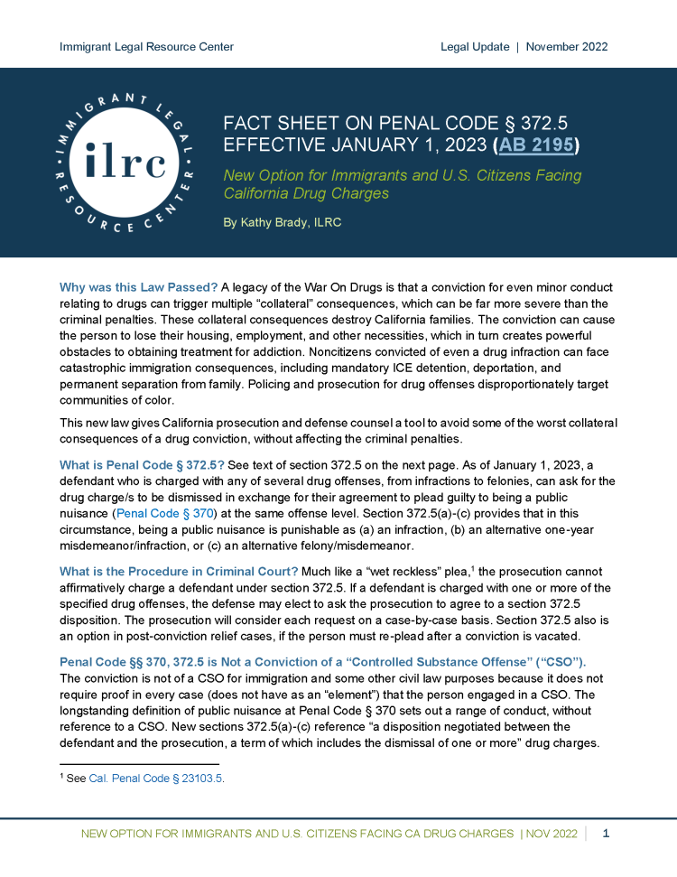 Fact Sheet on Penal Code § 372.5, effective Jan. 1, 2023 | Immigrant ...