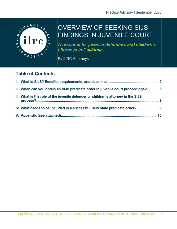 Overview of Seeking Special Immigrant Juvenile Status (SIJS) Findings ...