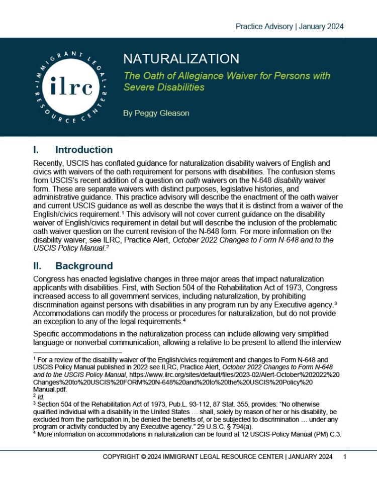The Oath of Allegiance Waiver for Persons with Severe Disabilities ...