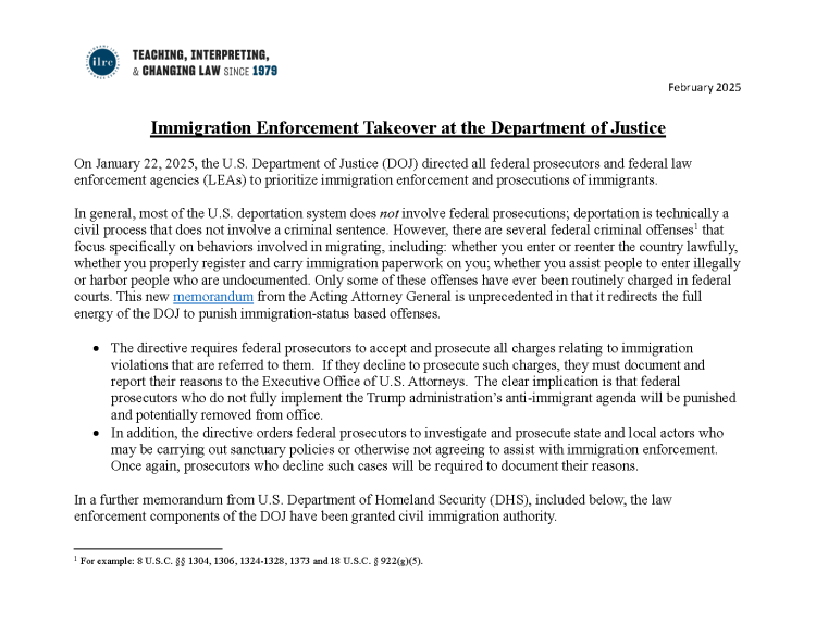 Immigration Enforcement Takeover at the Department of Justice ...