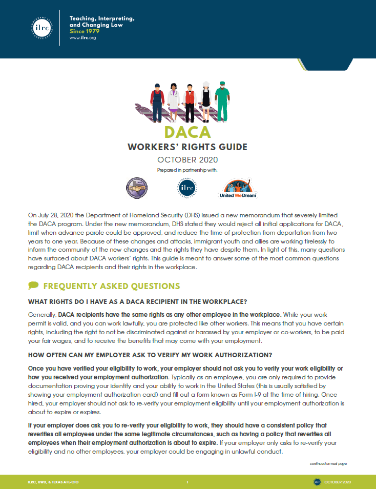 DACA Workers’ Rights Guide | Immigrant Legal Resource Center | ILRC
