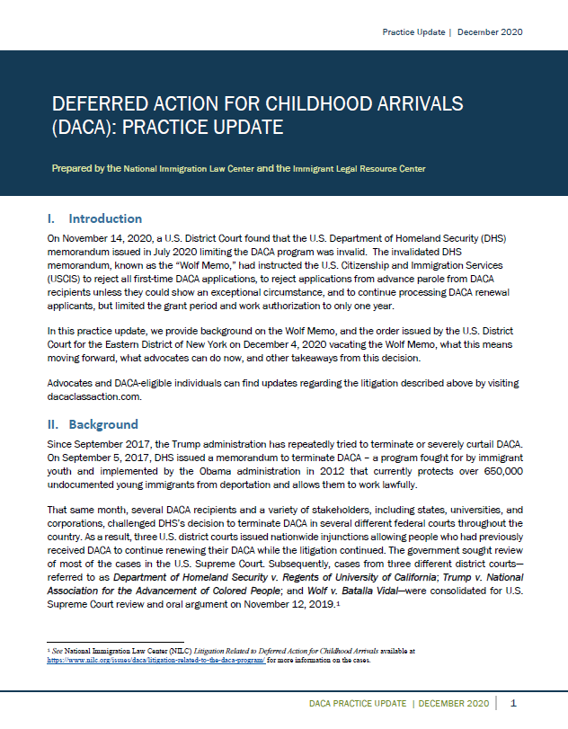 DACA Practice Update December 2020 | Immigrant Legal Resource Center | ILRC