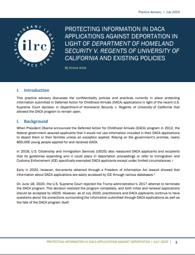 Protecting Information in DACA Applications Against Deportation in ...
