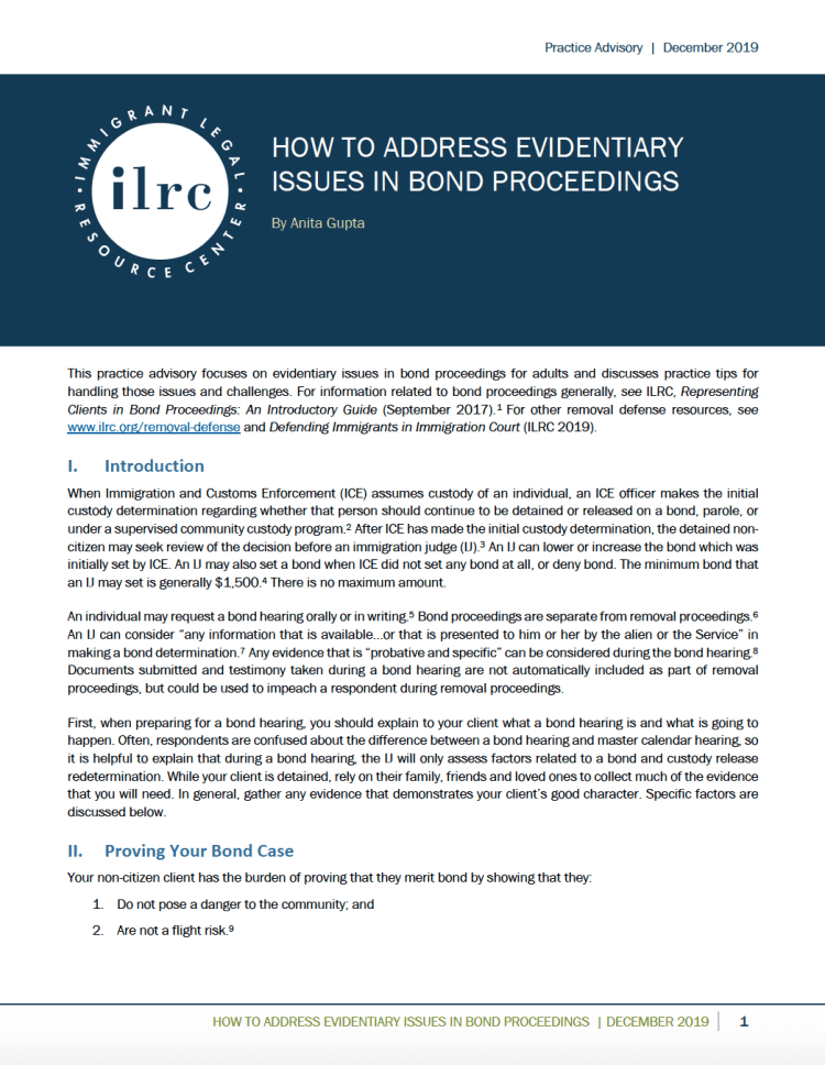 How to Address Evidentiary Issues in Bond Proceedings | Immigrant Legal ...