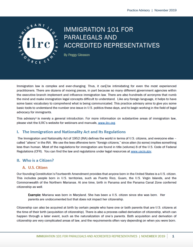 Immigration 101 for Paralegals and Accredited Representatives ...