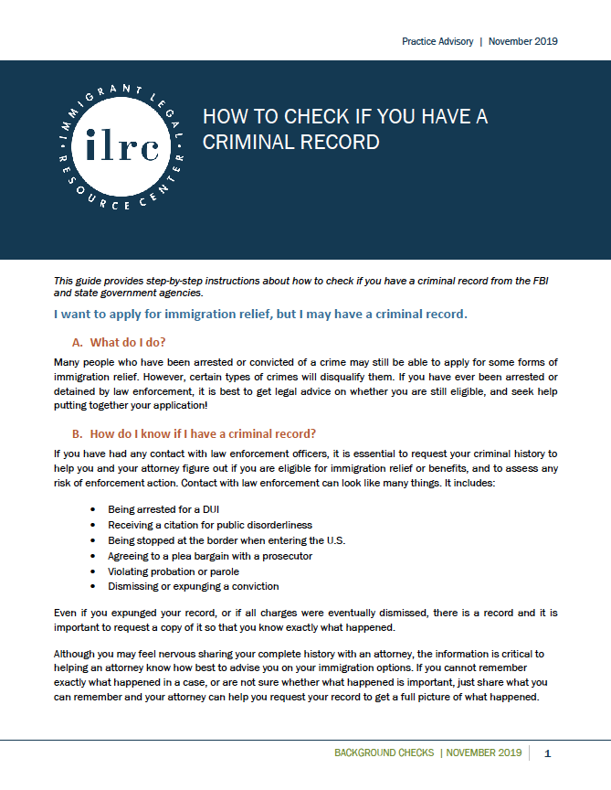 How to Check if You Have a Criminal Record | Immigrant Legal Resource ...