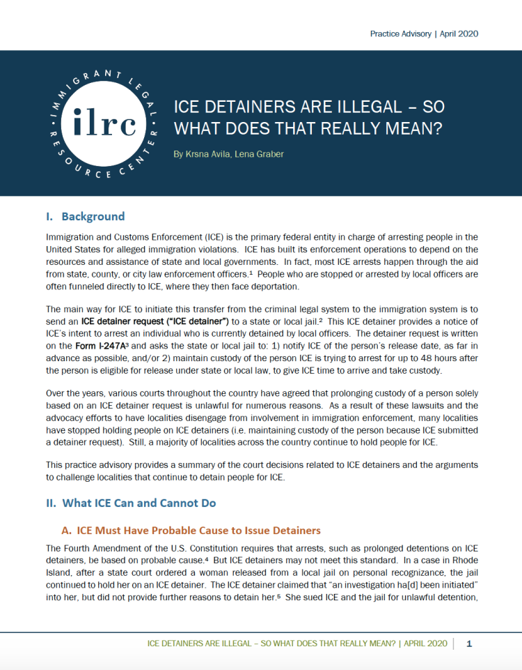ICE Detainers Are Illegal — So What Does That Really Mean? | Immigrant ...