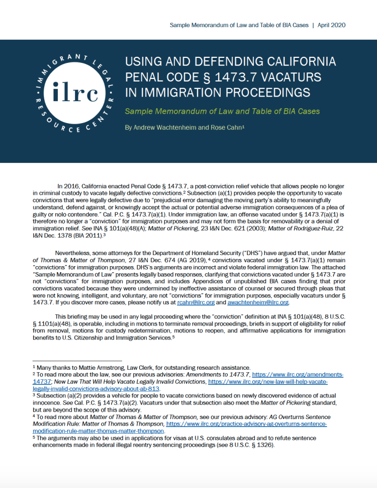 Using and Defending California Penal Code § 1473.7 Vacaturs in ...