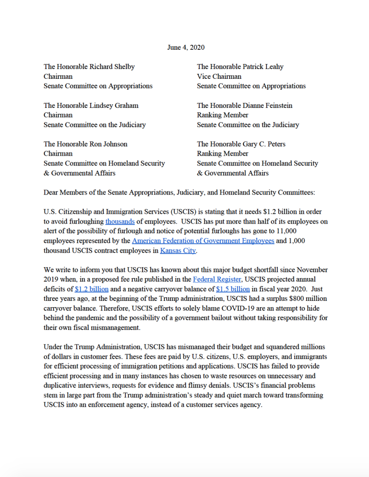 ILRC-DHS Watch Letter - USCIS Appropriations | Immigrant Legal Resource ...