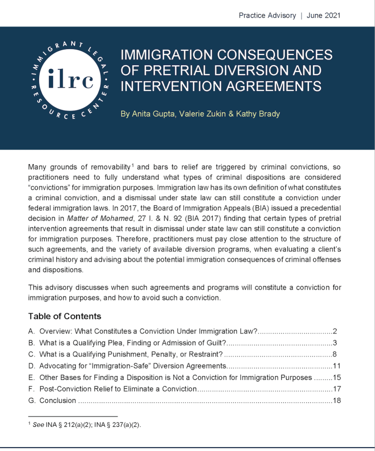 Immigration Consequences of Pretrial Diversion and Intervention ...