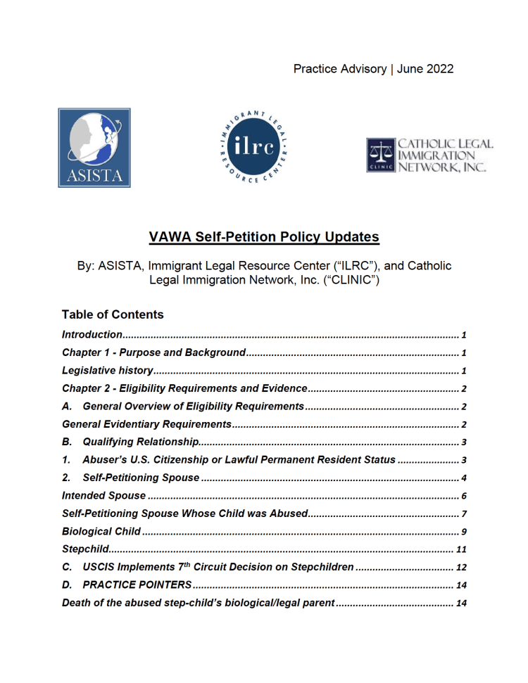 VAWA Self-Petition Policy Updates (June 2022) | Immigrant Legal ...