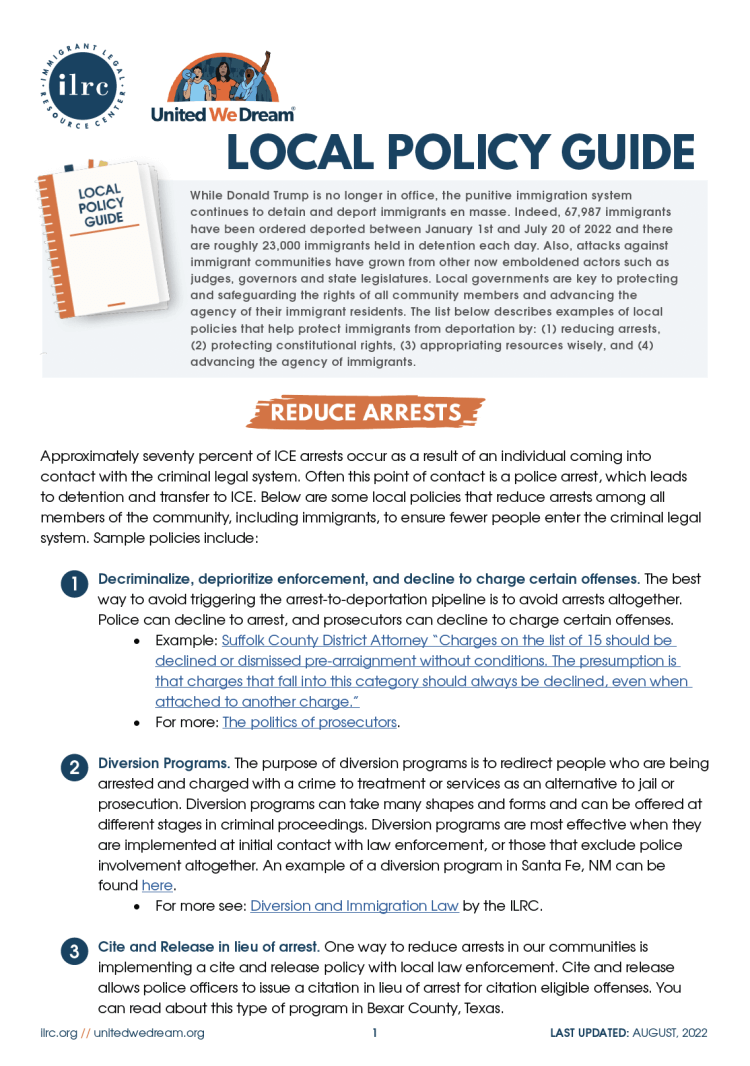 Local Policy Guide to Protect Immigrants | Immigrant Legal Resource ...